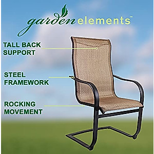 Garden Elements Outdoor Bellevue Metal Patio Chair, Brown (2, Spring Chair)