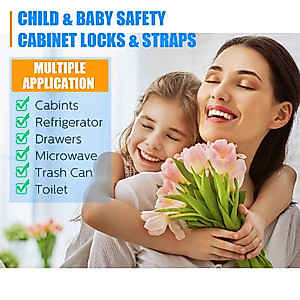 6 Pieces Child Safety Cabinet Locks,Baby Proofing Latches for Kitchen, Fridge, Cabinets, Drawers, Dishwasher, Storage Doors, Cupboard, Oven Toilet, Refrigerator, Strong Adhesive No Drilling (Brown)