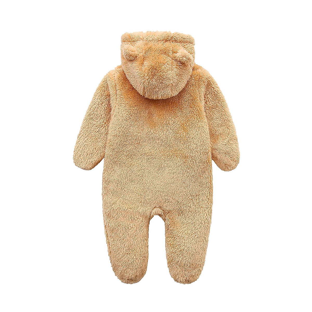 Babymine Toddler Boy's Hooded Fuzzy Outfits Winter Romper Fleece Outerwear Yellow footed Clothes 6-9M