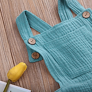 Mubineo Toddler Girl Boy Basic Plain Pocket Bib Overalls Summer Overall Shorts (Grey Blue, 3T)
