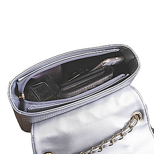 JNKET Women PU Leather Motorcycle Jacket Shoulder Bag Punk Style Rivet Handbag Chain Crossbody Bag for Girls (01-Silver)