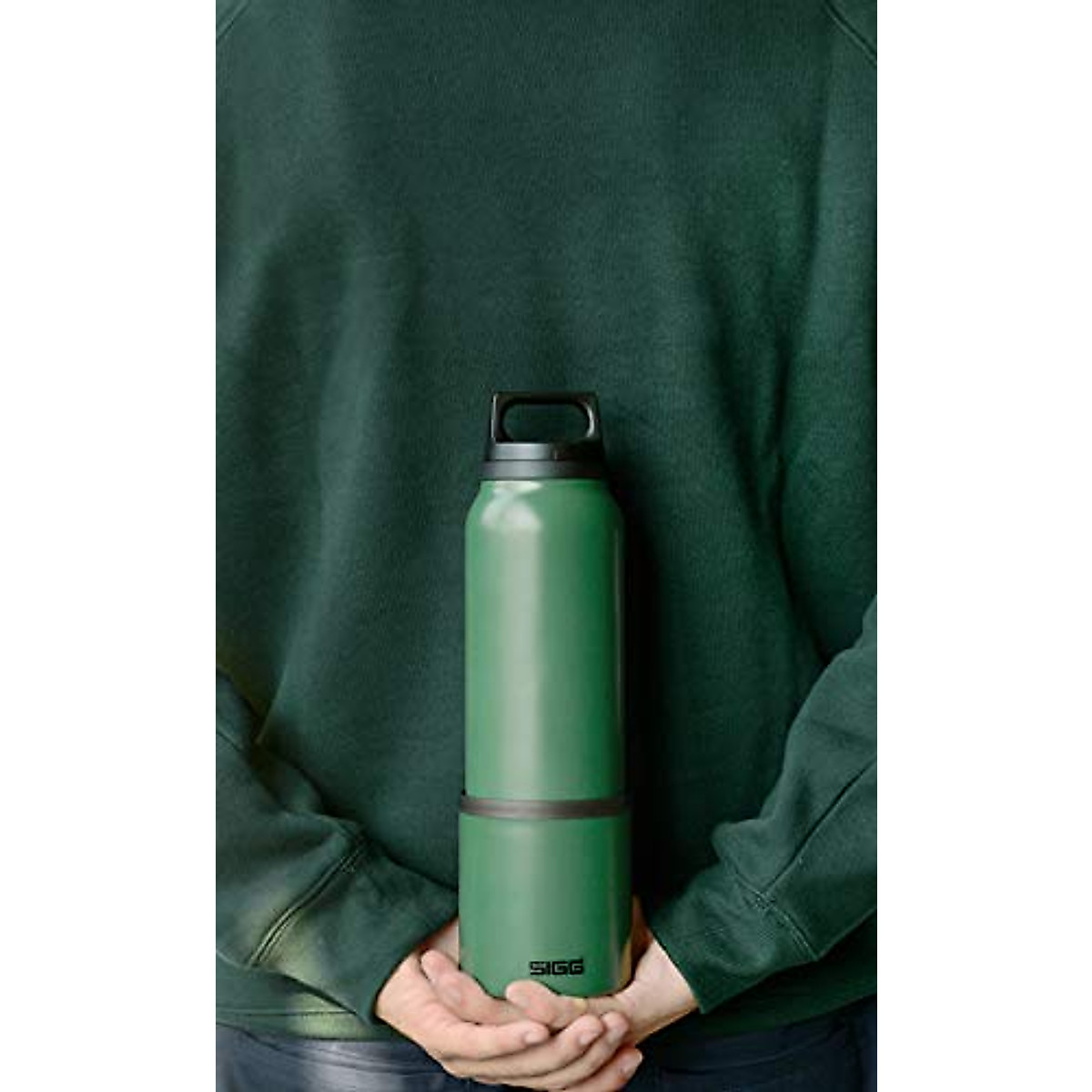 SIGG - Insulated Water Bottle Green - Thermo Flask Hot & Cold with Cup - Leakproof - BPA Free - 18/8 Stainless Steel - 25 Oz