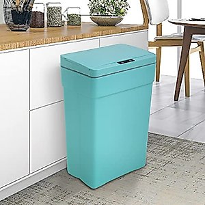 NiamVelo 50 Liter/13.2 Gallon Trash Can, Automatic Garbage Can Touch Free High-Capacity,Plastic Smudge Resistant Trash Can Kitchen Trash Can with Lid (Blue)