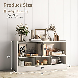 LOKO 2 Tier 5 Cube Bookcase, Open Shelf Storage Cabinet, Wooden Display Cabinet Shelf, Multipurpose Bookshelf for Living Room, Bedroom, Hallway, Home Office, Classroom (White)