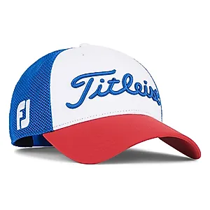 Titleist Men's Standard Tour Performance Mesh Golf Hat, White/Royal/Red, OSF