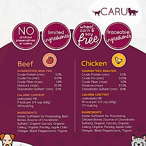 Caru Classics Free Range Chicken Bone Broth for Dogs & Cats - 1.1 Lbs Each - 6 Pack