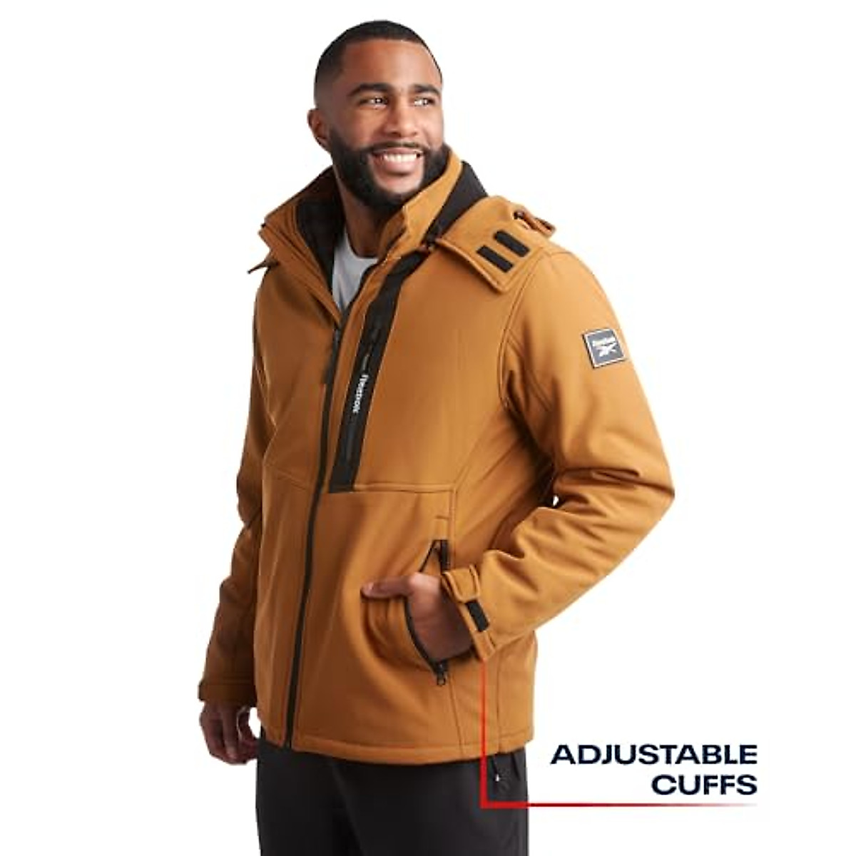 Reebok Men's Winter Coat –Softshell Jacket with Removable Puffer Coat – System Ski Jacket for Men (M-XXL), Size Medium, Timber