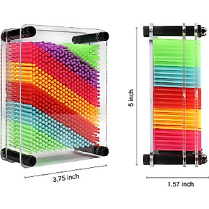 ZJMZZM 3D Pin Art Toy – Unique Rainbow Plastic Pin Art Board for Kids，3.7 * 5 inch 3D Pin Impression Sculpture Needle Toys to Inspire Imagination and Creativity for Children (Small)
