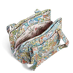 Vera Bradley Women's Cotton Multi-Compartment Shoulder Satchel Purse, Rain Forest Canopy - Recycled Cotton, One Size