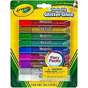 Crayola Washable Glitter Glue, Assorted Colors 9 ea (Pack of 4)