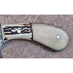 Custom Handmade Damascus Steel Hunting Knife/Skinner Knife AA-13126 (Natural Stag Horn and Bone)