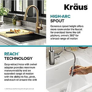 KRAUS Oletto Pull-Down Single Handle Kitchen Faucet with QuickDock Top Mount Installation Assembly in Spot Free Antique Champagne Bronze, 15 1/8 Inch, KPF-2620SFACB