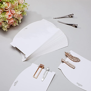 Geyee 50 Pieces Hair Clip Display Cards Hair Bow Holder Cardboard 7.8 x 4.8 Inches Claw Clip Organizer Display Cardboard Paper for Hair Bow Barrettes Accessories Display and Organizing, White