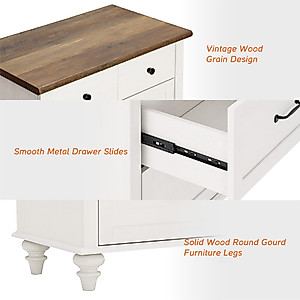 WAMPAT Tall Dressers for Bedroom with 5 Drawers, Kids Dresser Nursery Dresser Organizer with Wide Chest of Drawers, Mid Century Modern Wooden Closet for Living Room, Kids Room, Hallway, White