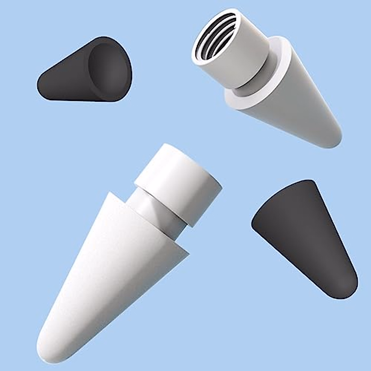 SIXFU Replacement Tips for Apple Pencil 2nd Generation & 1st, Apple Pen Tip with Paper Feel Silence Protector Cover for iPad Pencil 1 & 2 Gen iPencil Nibs(4 Pack)