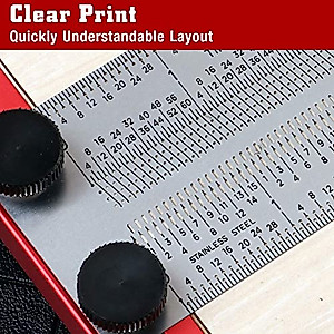 Smgda 12 Inch T-Rule, Precision Marking T Rule, Woodworking T Square Ruler, Stainless Steel Hole Positioning Scribing Tool, Carpenter Measuring T-Square, with Pencil & 0.5mm Pencil Refill