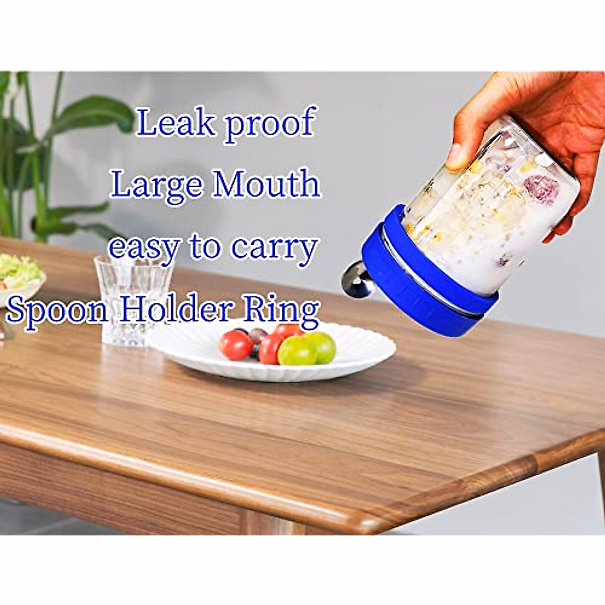 KETWOD Overnight oats containers jars with lids and spoons.The 16oz mason jars for overnight oats can store oats, fruits, vegetables, chia seeds, etc. four colors overnight oats jars.