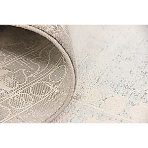 Unique Loom Traditional Classic Intricate Design with Distressed Vintage Detail, Area Rug, 10 ft x 13 ft, Light Blue/Ivory