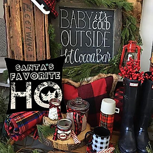 Easternproject Santa’s Favorite Ho Christmas Throw Pillow Covers 18x18 Inch Black White Snowflake Xmas Tree Winter Holiday Farmhouse Decoration Pillow Cases Cotton Linen Cushion Cover