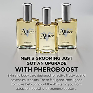 Alister For Men Cologne Plant-Based Pheroboost Infused Fragrance with Clary Sage, Lavendar Blossoms + Cedarwood - Vegan, Cruelty-Free, Sulfate-Free, Paraben-Free - 4 oz