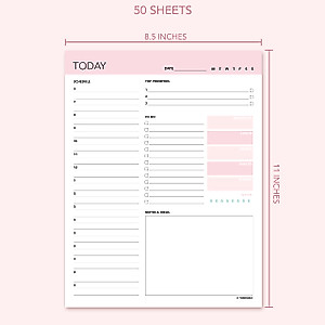 Daily Planner Notepad 8.5x11, To Do List Notepad, Undated Work Planner Notebook, To-Do Checklist Notepad, Daily To Do List Planner Notepads, Organizer Planner