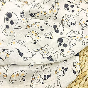 Ultra Soft Bamboo Muslin Swaddle Blankets Premium Receiving Blanket for Boys & Girls Luxurious Soft and Silky 47" x 47" Pig Blanket (Pig)