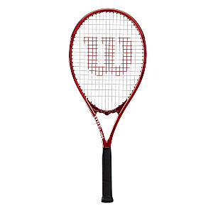 Wilson Federer Pro Staff Precision XL 110 Gloss Red Tennis Racquet in Grip Size 4 3/8" Bundled with a Black Advantage II Tennis Bag (Incredible Feel and Control)