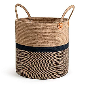 CHICVITA Extra Large Jute Basket with Handles Blanket Basket Home Decor (Set of 2)