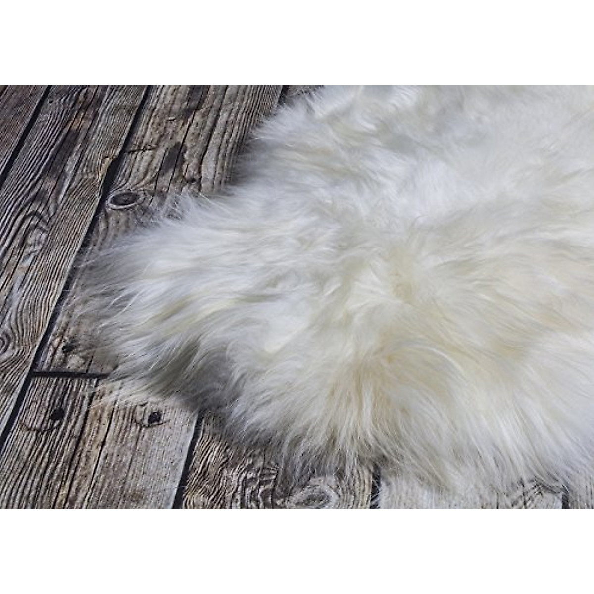 World of Leather White, Fluffy, Soft and Silky Genuine Icelandic Sheepskin Wool Rug wsi (M 44")