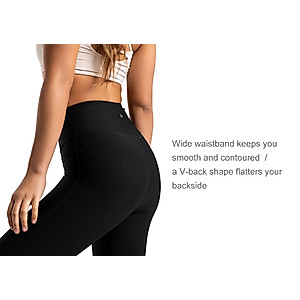 Yogipace Tall Women's High Waisted Extra Long Ribbed Yoga Leggings with Pockets, 31", Black, Size S