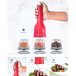 FinaMill's Award-Winning Battery Operated Salt and Pepper Grinder Set - Adjustable Coarseness, Ceramic Grinding Elements, LED Light, Perfect for Home Cooking & Gifting - 2 Quick-Change ProPlus Pods