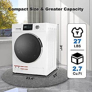 SMETA Ventless Washer and Dryer Combo 2.7 cu.ft, 24 inch All-In-One Washing Machine And Dryer 2-In-1 120V Compact For Apartment Home Dorm RV, 26.7 LBS Load Small Clothes Washer With 16 Laundry Program