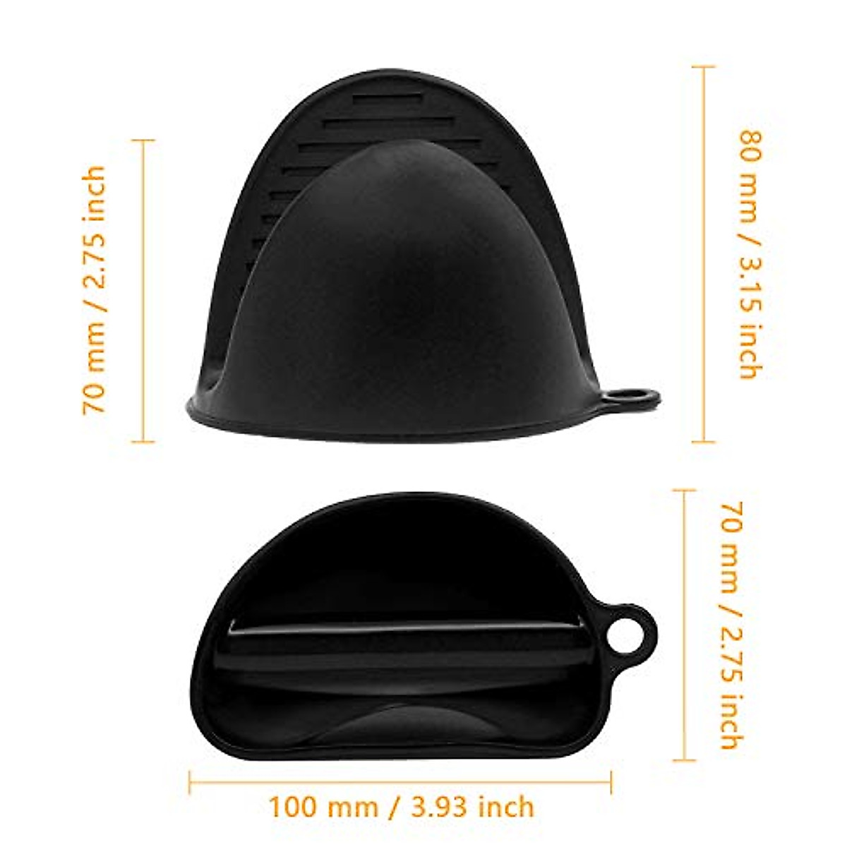 KUFUNG Silicone Cooking Pinch Grips Oven Mitts, Finger Protector Pot Holder for Kitchen,Cooking,Baking,BBQ - Heat Resistant Gloves (Black)