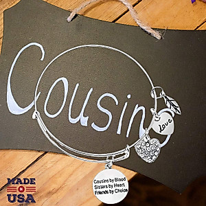 Infinity Collection Cousin Gift, Cousins by Chance, Friends by Choice Charm Adjustable Bangle, Cousin Jewelry for Women- Gift for Cousins