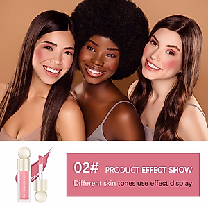 Liquid Blush - Silky Cream Blush,Blendable Blush Stick for Cheeks,Natural Matte Blush Wand,Moisturizing & Long Lasting Face Blush (02#Lucky)