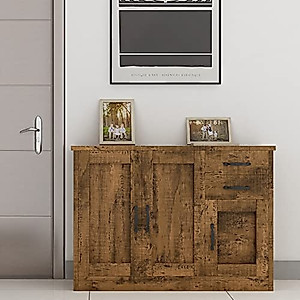 Boloni Farmhouse Buffet Cabinet, Sideboard Bar Storage with 3 Doors, 2 Drawers, Adjustable Shelve, Credenza Console Table for Entryway, Living Room, Dining Room, Kitchen, Walnut