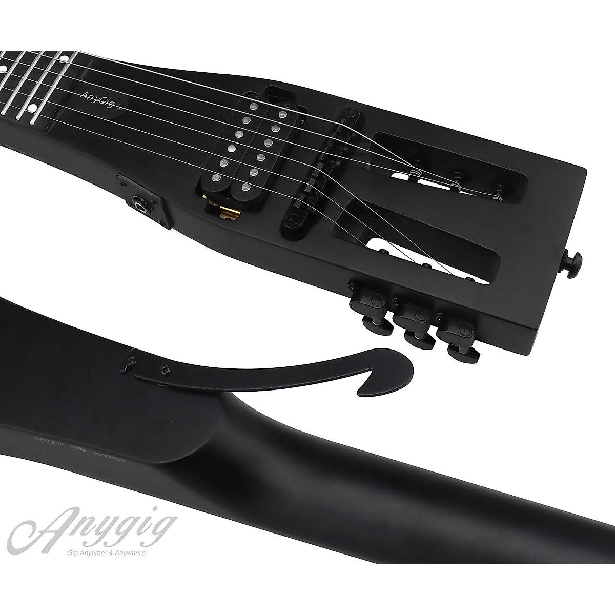 Anygig Electric Guitar Practice Portable Travel 82CM 1.6KG Black Matte 25.5" Full Scale with Gigbag Left Handed