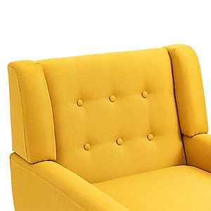UIXE Accent Chairs Set of 2, Modern Living Room Arm Chair Button Tufted Armchair, Comfy Upholstered Club Lounge Sofa Seat Reading Chair Bedroom Side Seating for Home Office (Yellow)