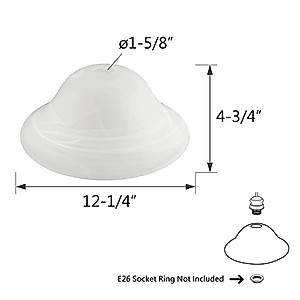 Aspen Creative 23517-11, Alabaster Replacement Glass Shade for Medium Base Socket Torchiere Lamp, Swag Lamp and Pendant & Island Fixture, 12-1/4" Diameter x 4-3/4" Height