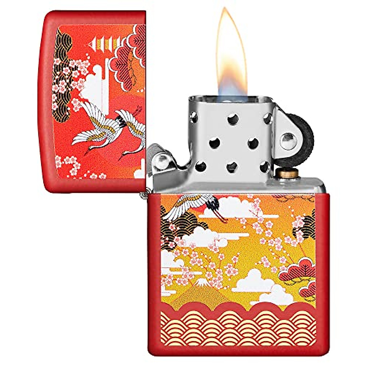 Zippo Kimono Design Red Matte Pocket Lighter
