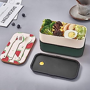 Pink Watermelon Adult Lunch Box, Bento Box, With Cutlery Set Of 3, 2 Compartments, Rectangular, Lunch Box For Adults