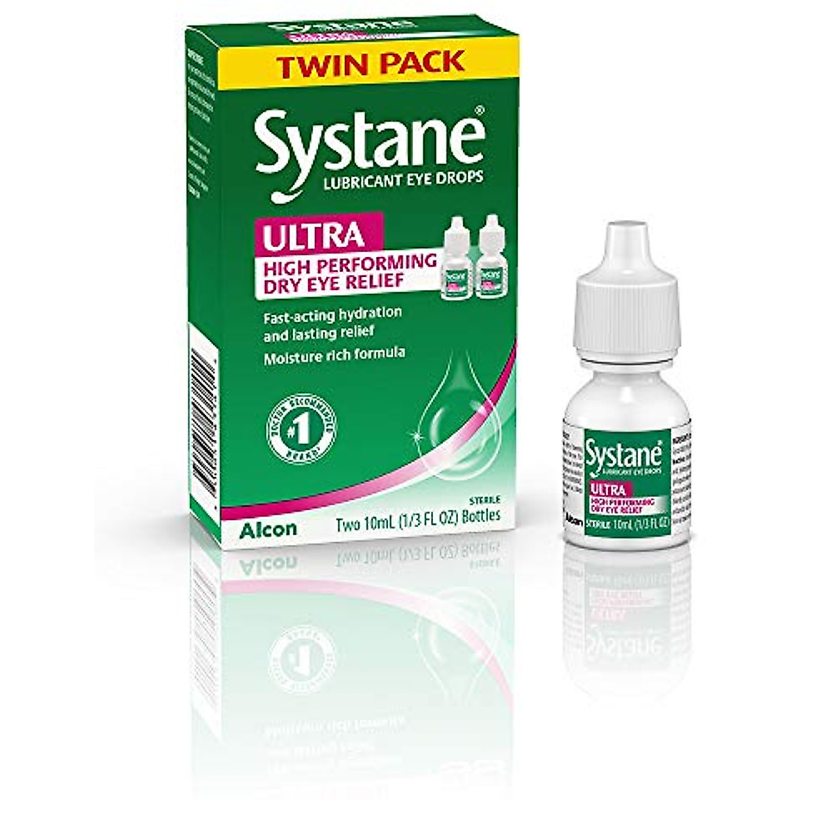 Systane Ultra Lubricant Eye Drops, Artificial Tears for Dry Eye, Twin Pack, 10-mL Each