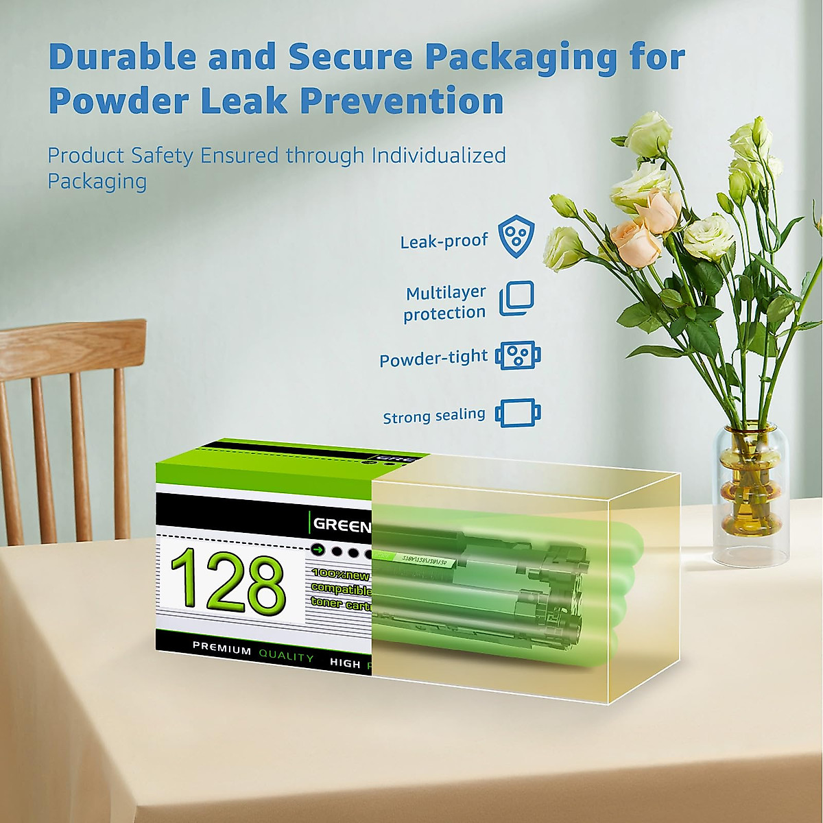 greencycle 2 PK Black Laser Toner Cartridges Compatible for Canon C128 CRG 128 ImageClass D550 D530 MF4412 MF4580dn