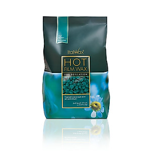 Italwax Azulene - 1kg / 2.2lb - Hard wax beads for hair removal - Natural formulation ideal for all skin type - Unscented - Recommended for Bikini Area and Armpits