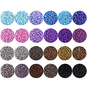 Quefe 44000pcs 2mm Glass Seed Beads for Bracelet Making Kit, 48 Colors Small Beads, Craft Beads Kit for Jewelry Making, with 2 Storage Boxes, Charms, Jump Rings and Clear Elastic String Cord
