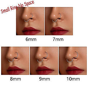 Xpircn 5PCS 16G Stainless Steel Nose Rings Hoop Hinged Segment Septum Clicker Daith Tragus Helix Cartilage Earrings Piercing for Women Men (Mixed Color, 16g 8mm, 5PCS)
