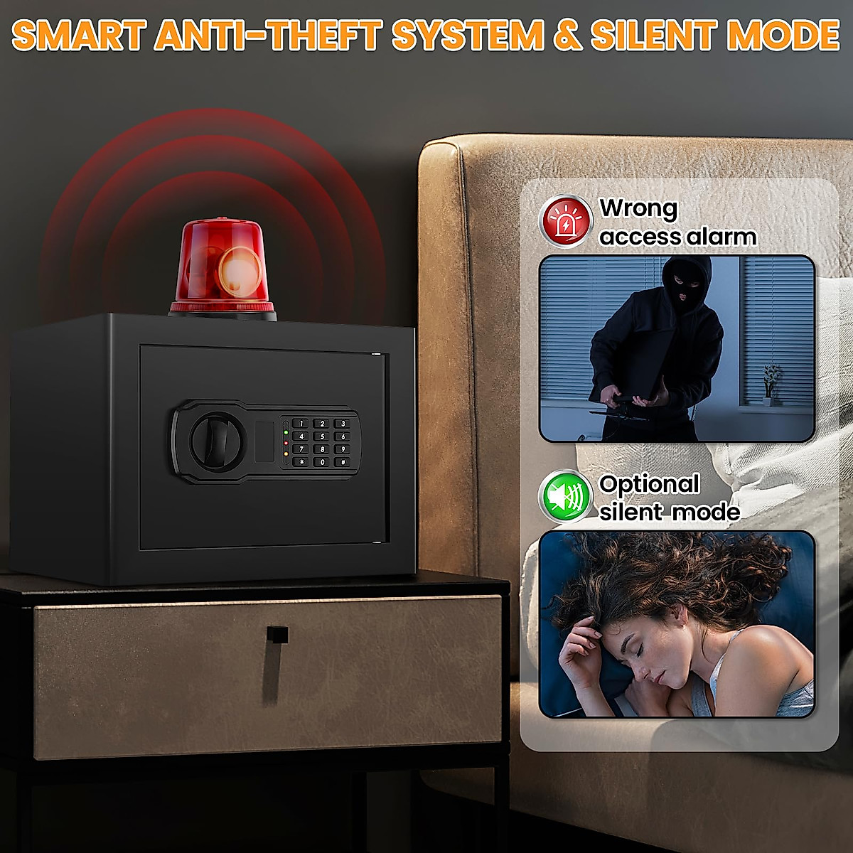 GHJGAGE 2.0 Cubic Large Safe Box Fireproof Waterproof, Anti-Theft Fireproof Safe with Digital Keypad & Mute Function, Security Home Safe for Money Firearm Documents Valuables