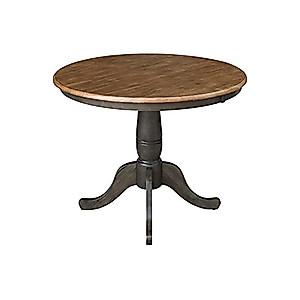 IC International Concepts Round Top Pedestal Dining Table, Hickory/Washed Coal