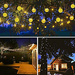 Solar String Lights Outdoor, 60 LED 36ft Crystal Globe Lights With Remote, 8 Modes Waterproof Solar Powered Patio Lights for Weeding, Garden, Lawn, Porch, Yard, Party, Xmas, Home Decor (Warm White)