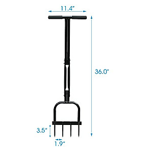 Gardzen Spike Aeration, Heavy Duty Aerator for Compacted Soils and Lawns, 35" x 11", Black